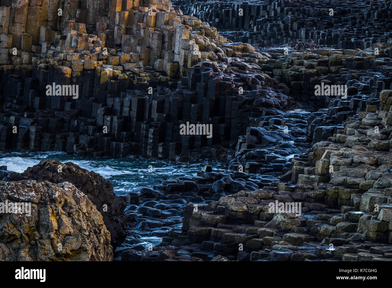 Landscape around Giant`s Causeway, A UNESCO world heritage site which has numbers of ...